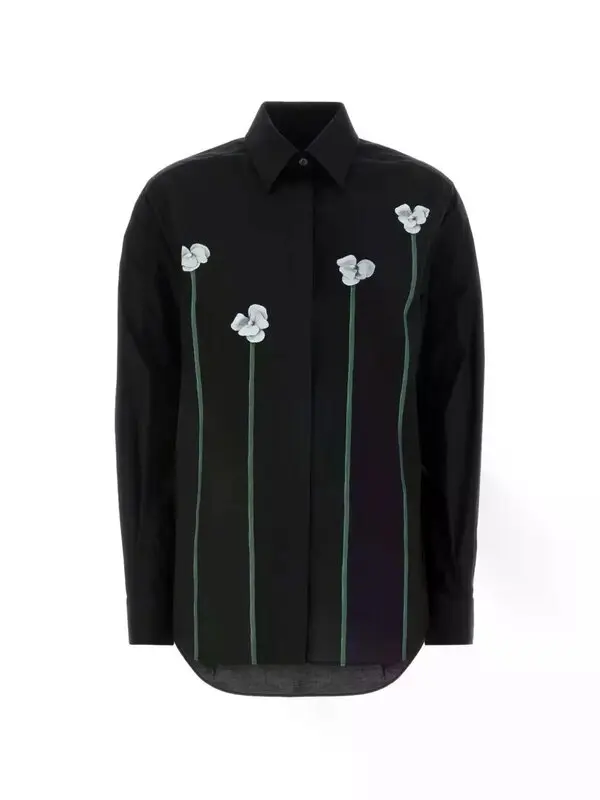 Moschino Floral Appliqué Shirt - Black