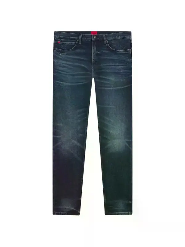 BOSS Logo Patch Straight Leg Jeans - Blue