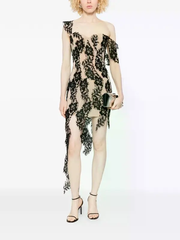 Giuseppe Di Morabito Lace Asymmetric Mini Dress - Neutrals