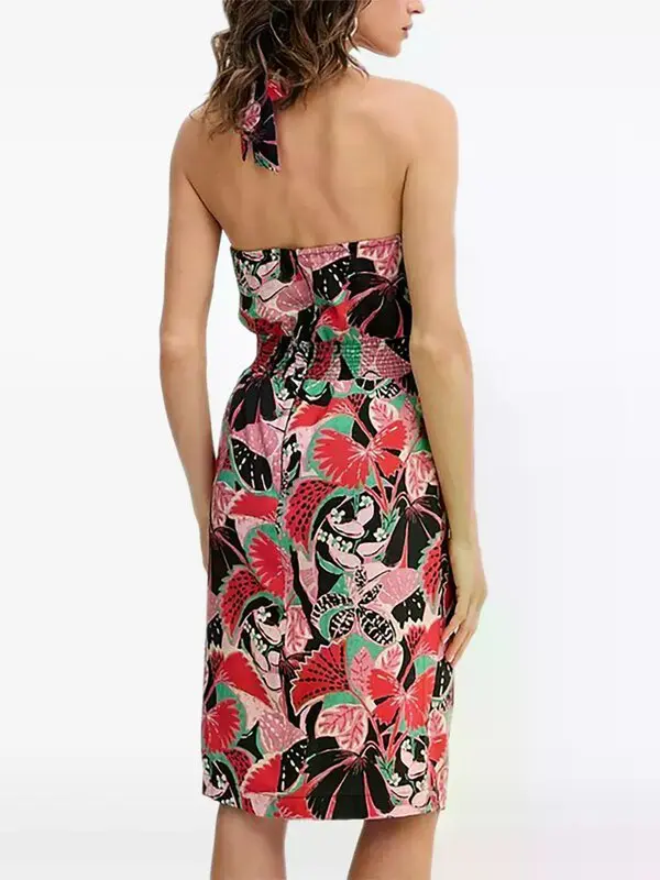 MORGAN Halterneck Floral Print Midi Dress