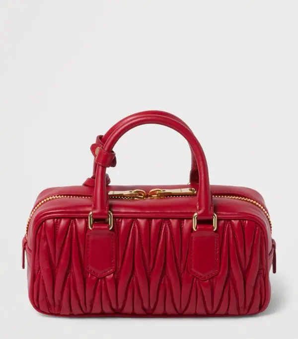 Miu Miu Nappa Leather Matelassé Arcadie Top-handle Bag - Red