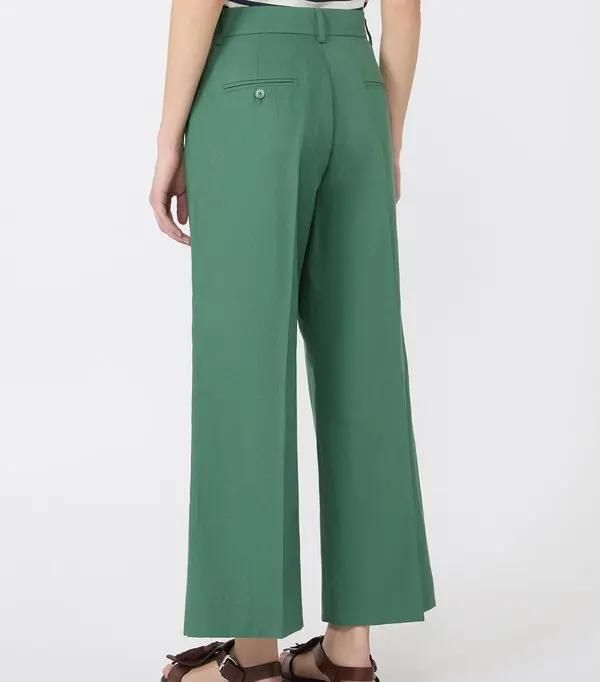 Max Mara Cotton-linen Wide-leg Cropped Trousers