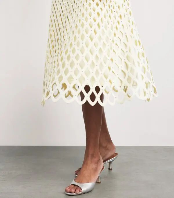 Maje Embellished Crochet Midi Skirt