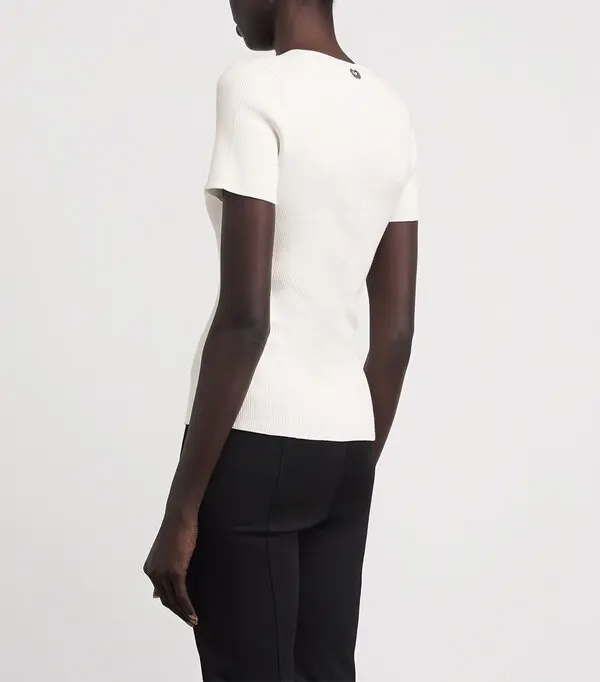 Maje Cotton-blend Rib-knit Top - White