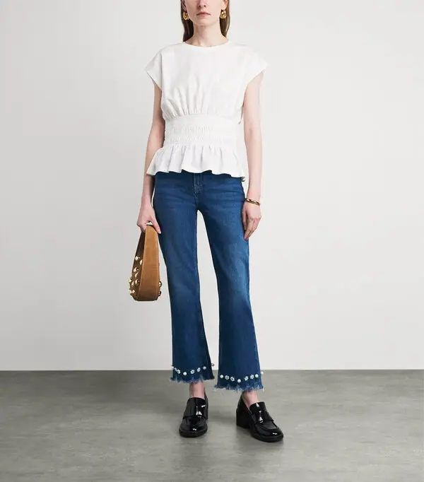 Maje Beaded High-rise Flared Jeans