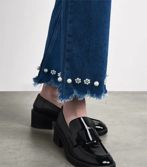 Maje Beaded High-rise Flared Jeans