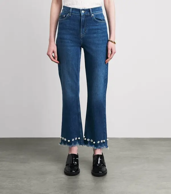 Maje Beaded High-rise Flared Jeans