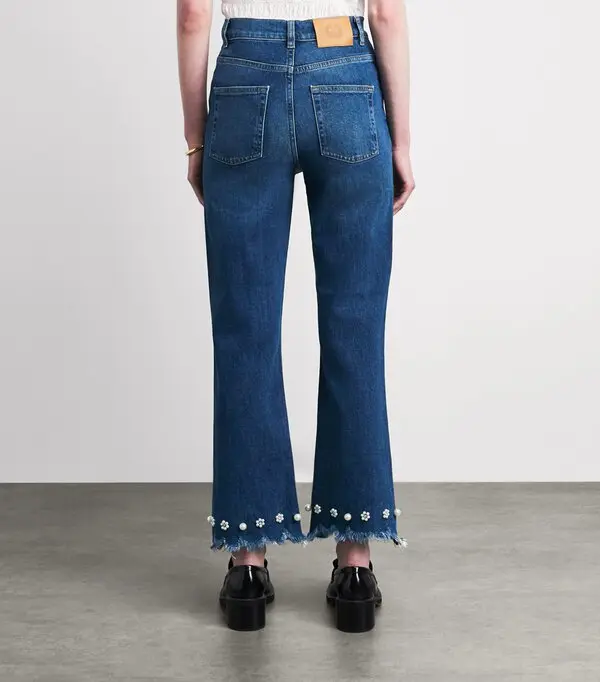 Maje Beaded High-rise Flared Jeans