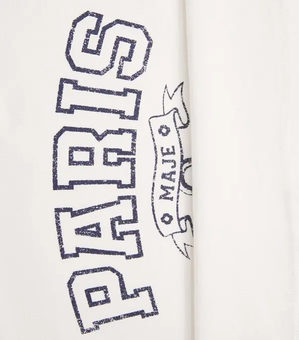 Maje Cotton T-shirt With Paris Slogan Print