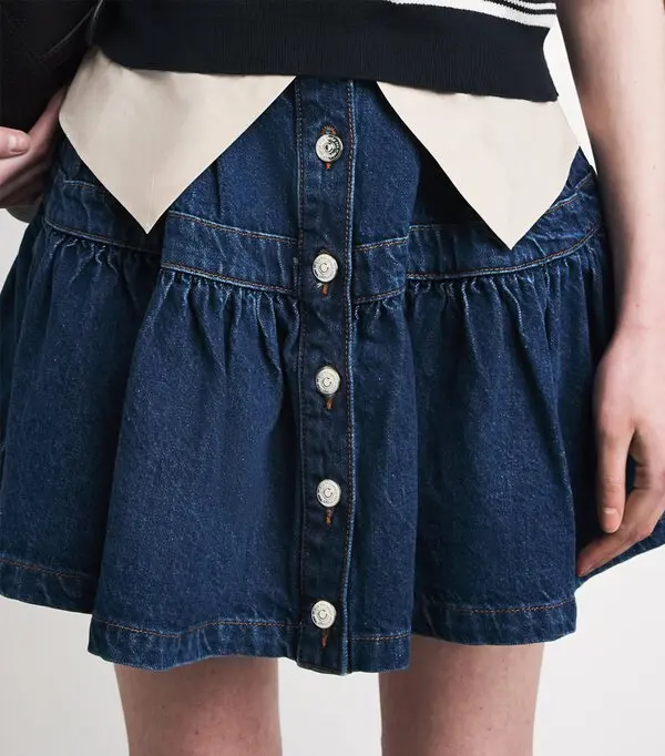Maje Button-detail Denim Mini Skirt