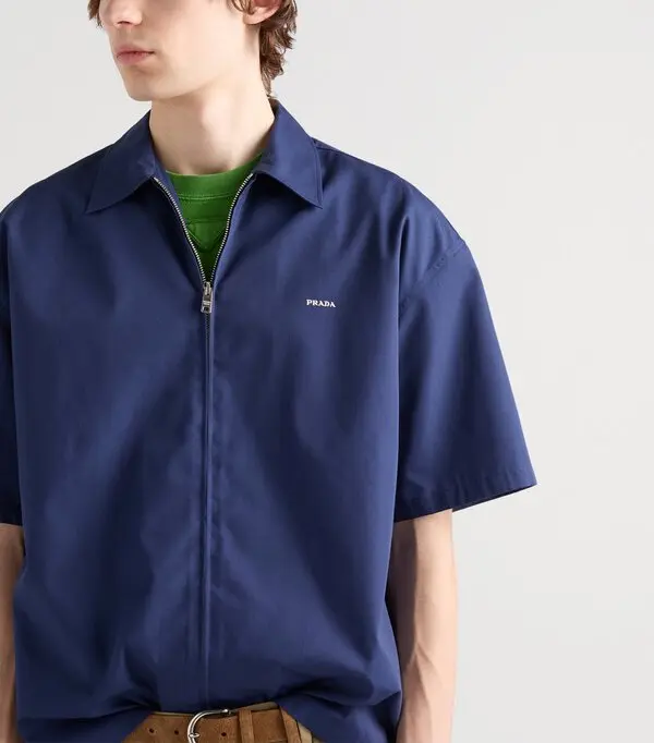 Prada Zipped Bowling Shirt - Blue