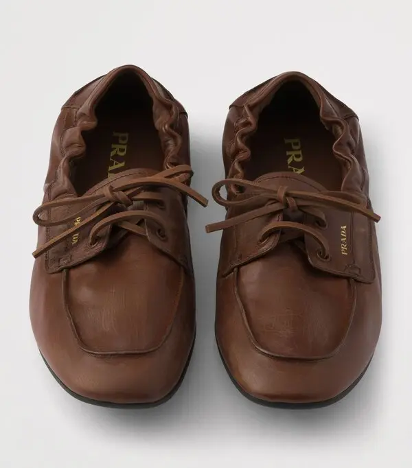 Prada Antiqued Leather Shuffle Loafers