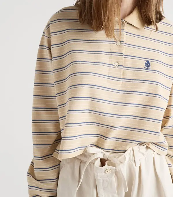 Prada Striped Cotton Piqué Polo Shirt