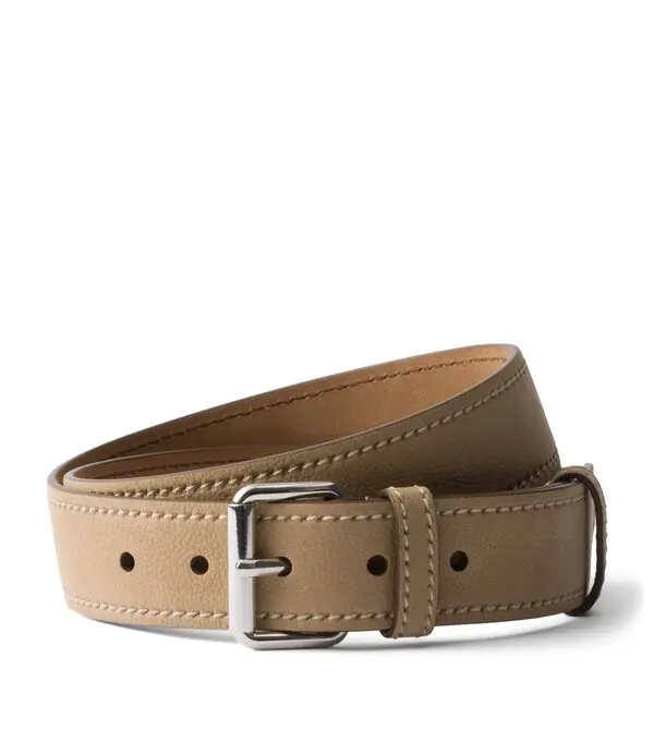 Prada Nubuck Leather Belt - Neutral
