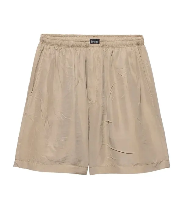Prada Silk Bermuda Shorts - Neutral