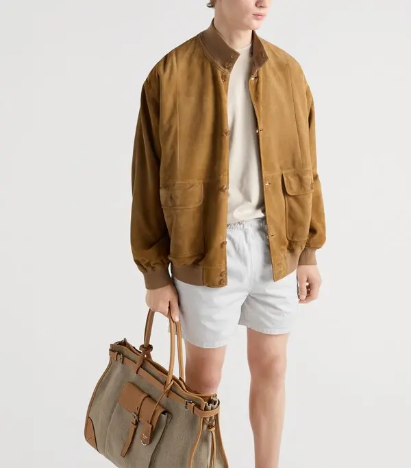 Prada Cotton Twill Swim Shorts - Neutral