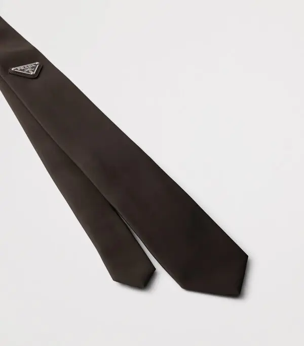 Prada Re-nylon Tie With Logo Plaque