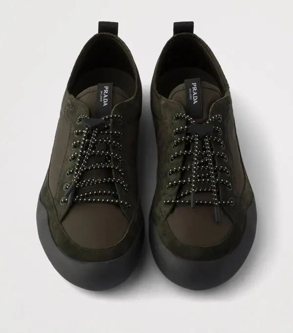 Prada Re-nylon Suede Speedrock Sneakers - Green