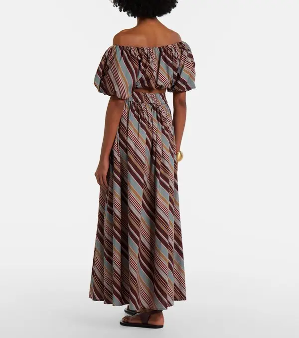 ADRIANA DEGREAS Striped Cotton-blend Maxi Skirt