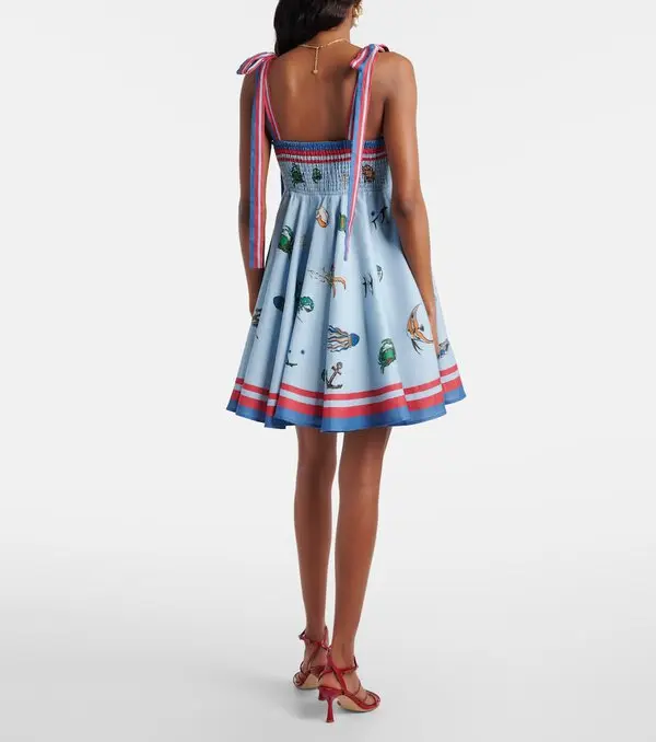 ALEMAIS Printed Linen Mini Dress