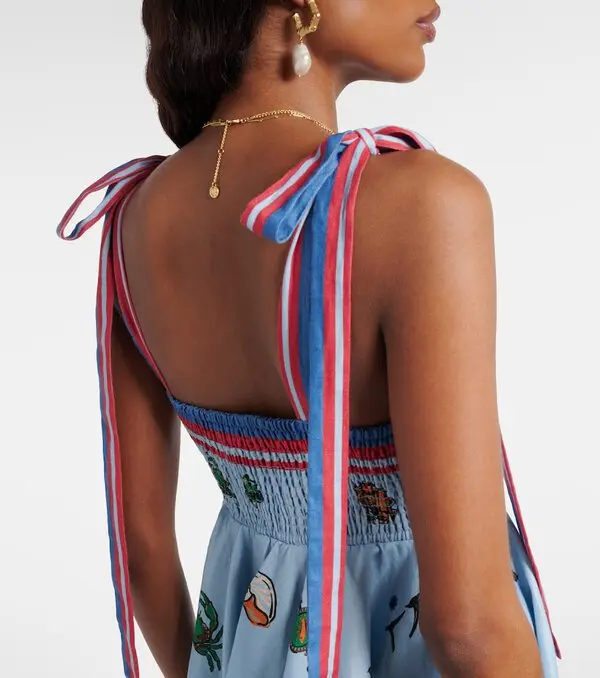 ALEMAIS Printed Linen Mini Dress