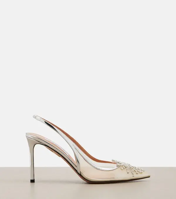 AQUAZZURA Crystal Embellished Slingback Pumps