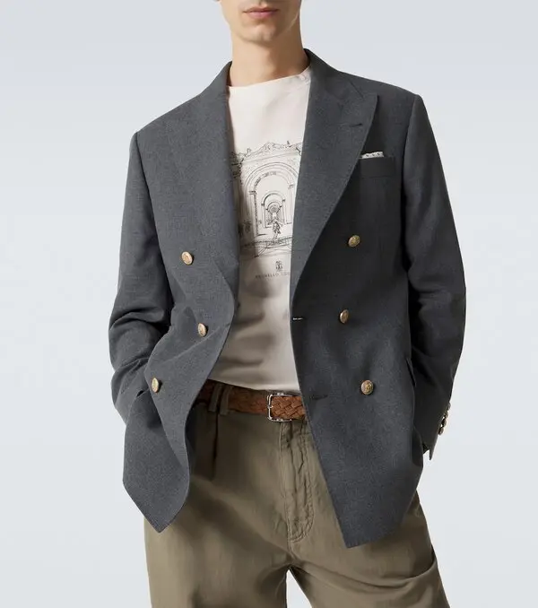 Brunello Cucinelli Wool, Cotton, And Silk Blazer