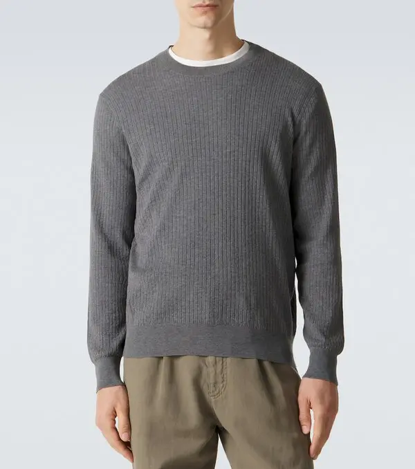Brunello Cucinelli Ribbed-knit Cotton Crewneck Sweater