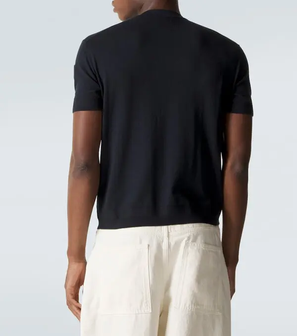 Moncler Silk And Cotton T-shirt - Blue