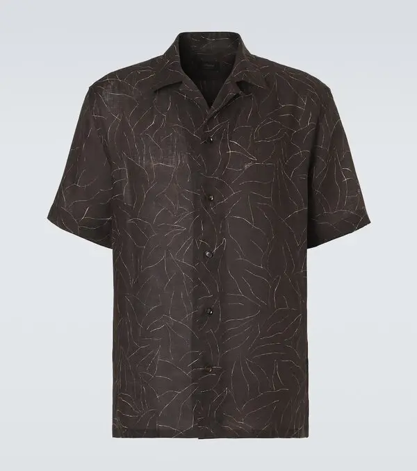 Brioni Printed Linen Bowling Shirt