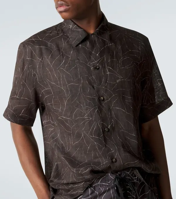 Brioni Printed Linen Bowling Shirt