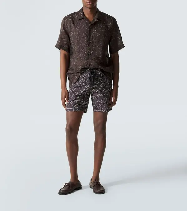 Brioni Printed Linen Bowling Shirt