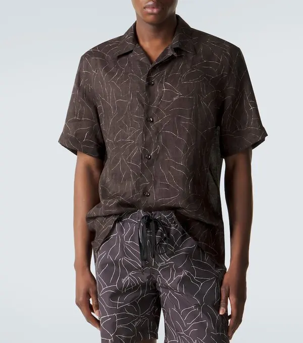 Brioni Printed Linen Bowling Shirt