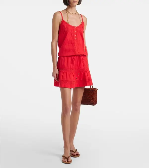 Melissa Odabash Kelly Crochet-trimmed Cotton Minidress