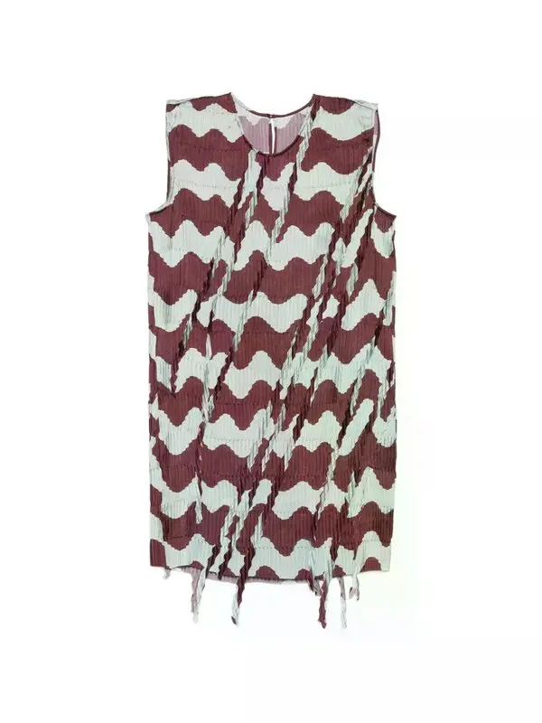 JNBY Pleated Mini Dress With Fringed Hem - Brown