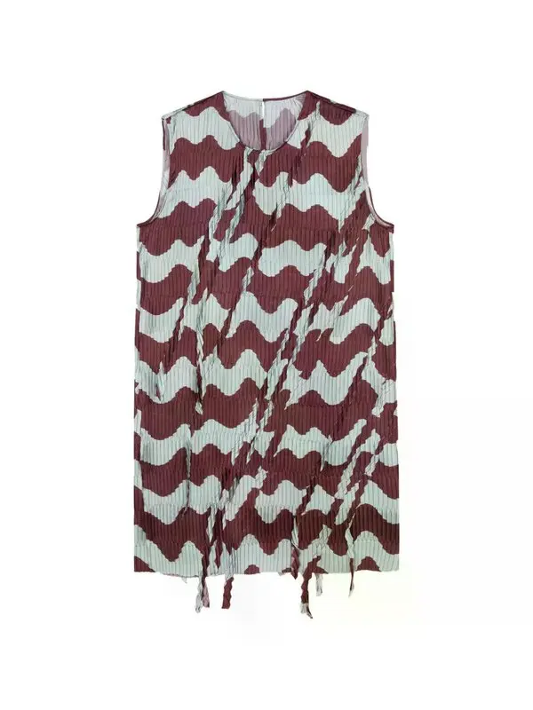JNBY Pleated Mini Dress With Fringed Hem - Brown