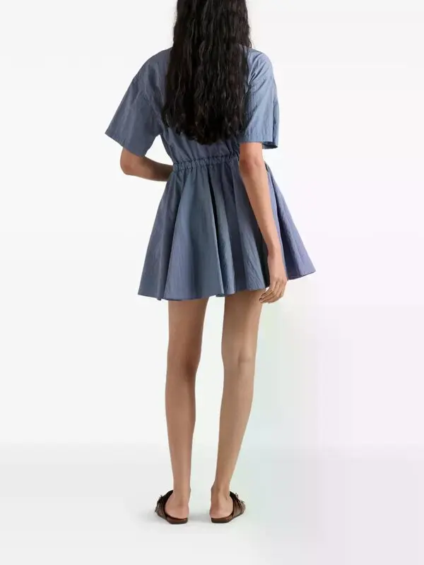 Prada Technical Pongé Short-sleeved Shirt Dress - Blue
