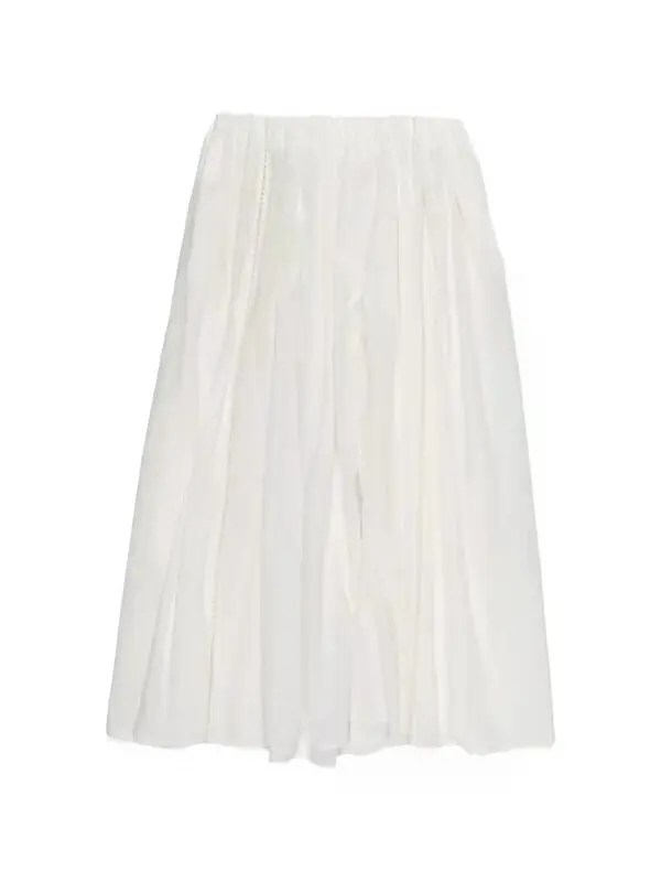 Bimba Y Lola Voluminous Midi Skirt With Gathered Detailing And Ladder Stitch Trim