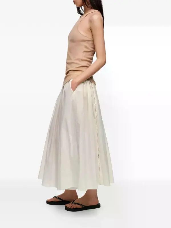 Bimba Y Lola Voluminous Midi Skirt With Gathered Detailing And Ladder Stitch Trim