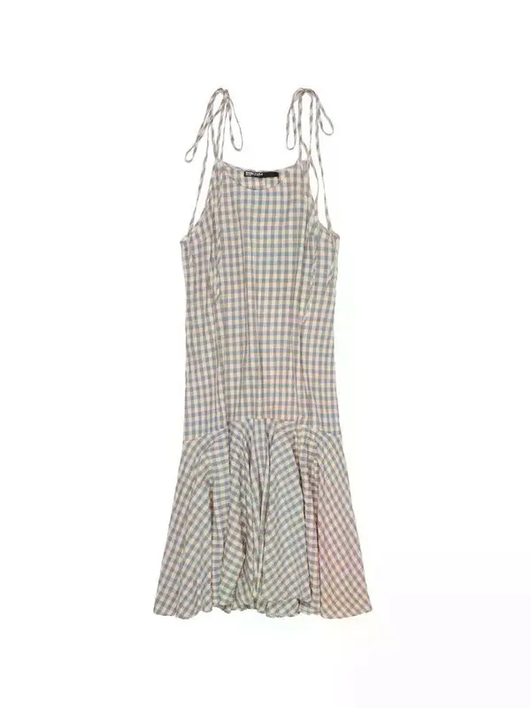 Bimba Y Lola Midi Checked Tie-strap Dress - Blue
