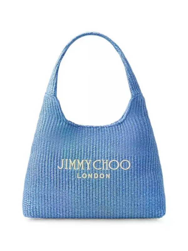 JIMMY CHOO Large Raffia Shoulder Bag - Blue