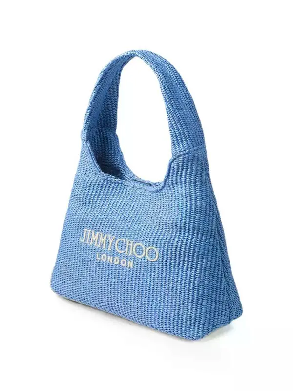 JIMMY CHOO Large Raffia Shoulder Bag - Blue
