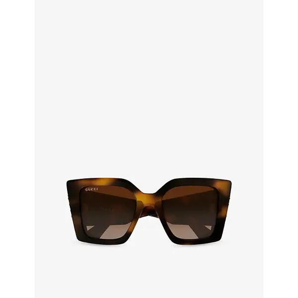 Gucci Butterfly-frame Acetate Sunglasses - Brown