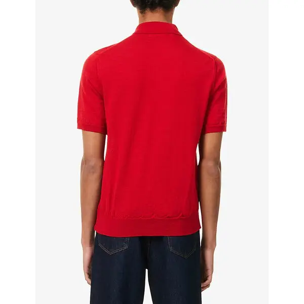 Play Comme Des Garcon Embroide-logo Wool-knit Polo Shirt - Red
