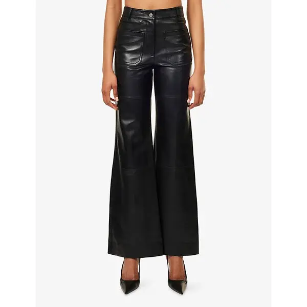 Victoria Beckham Alina Wide-leg Leather Trousers