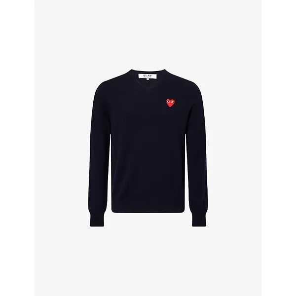 Play Comme Des Garcon Embroidered Logo Wool Jumper