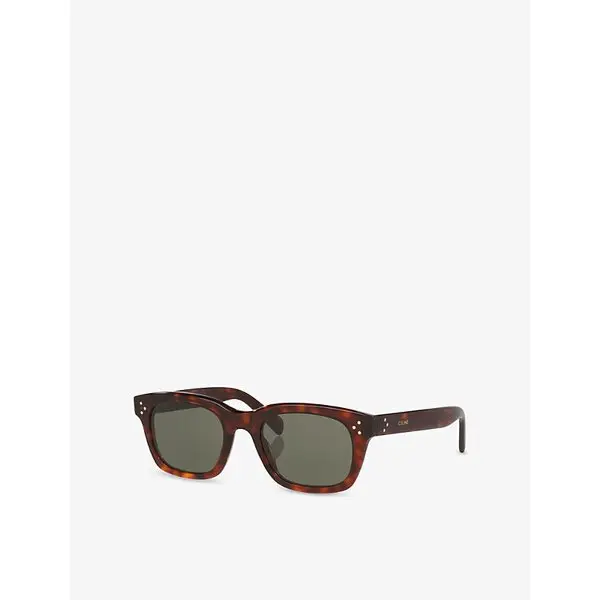 Celine Cl40232i 3-dots Rectangle-frame Tortoiseshell Acetate Sunglasses - Brown