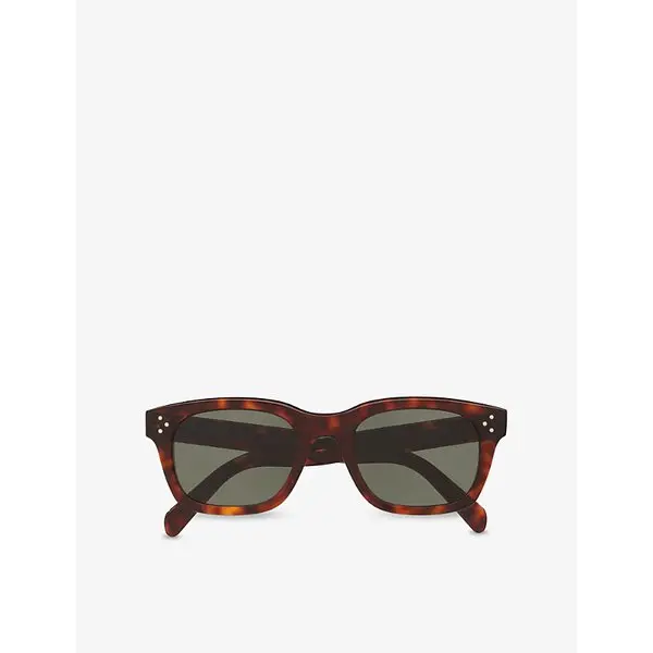 Celine Cl40232i 3-dots Rectangle-frame Tortoiseshell Acetate Sunglasses - Brown