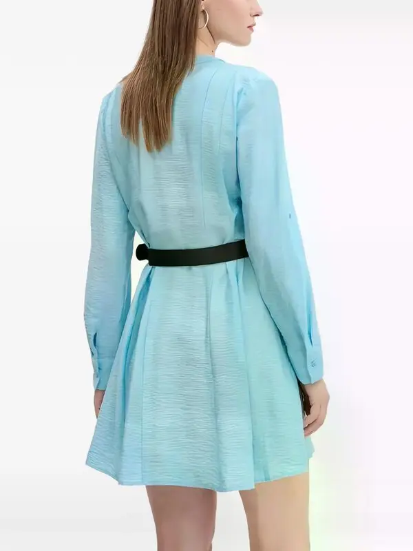 Desigual Buttoned Belted Mini Dress - Blue