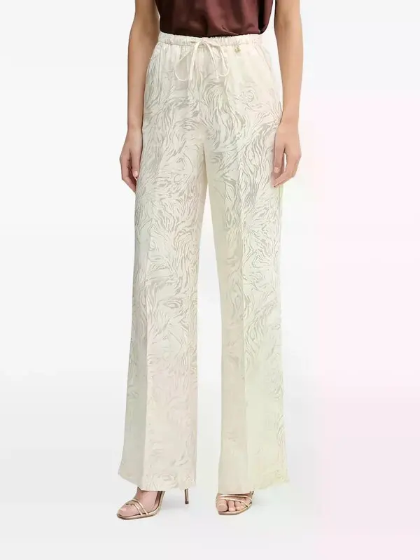 SILVIAN HEACH Patterned Drawstring Palazzo Trousers - Neutrals